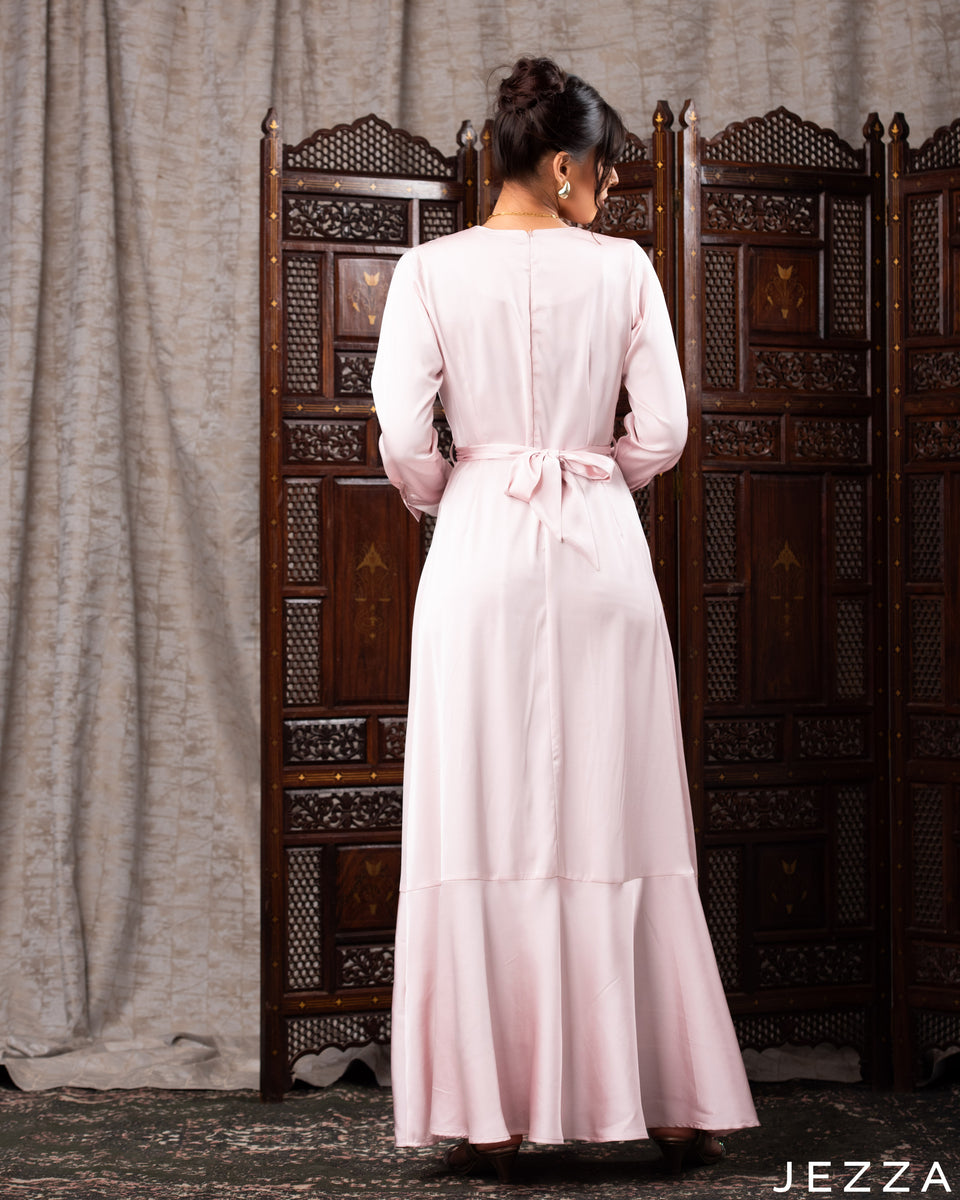 Satin Ankle Length Dress 63092 – Jezza Fashion